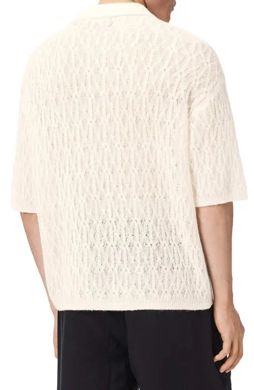 ALLSAINTS Cyclone Textured Short Sleeve Polo - Ecru White
