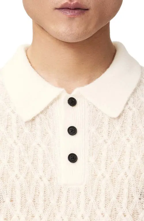 ALLSAINTS Cyclone Textured Short Sleeve Polo - Ecru White