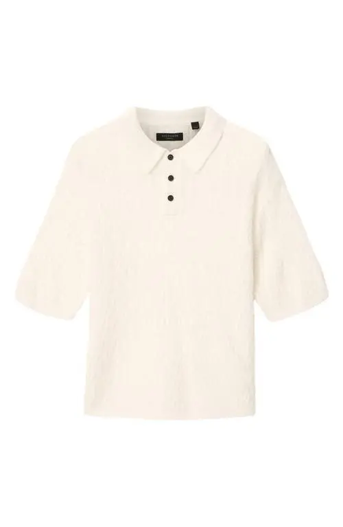 ALLSAINTS Cyclone Textured Short Sleeve Polo - Ecru White