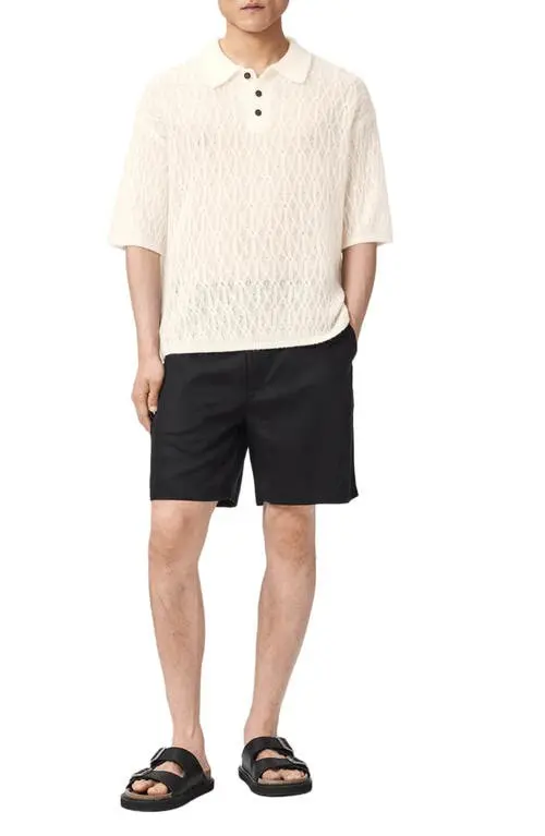ALLSAINTS Cyclone Textured Short Sleeve Polo - Ecru White