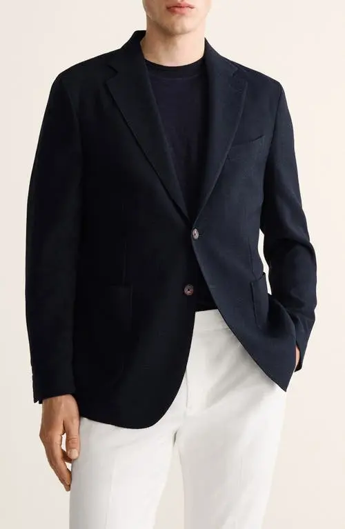 Mango Slim Fit Plaid Wool Blend Blazer