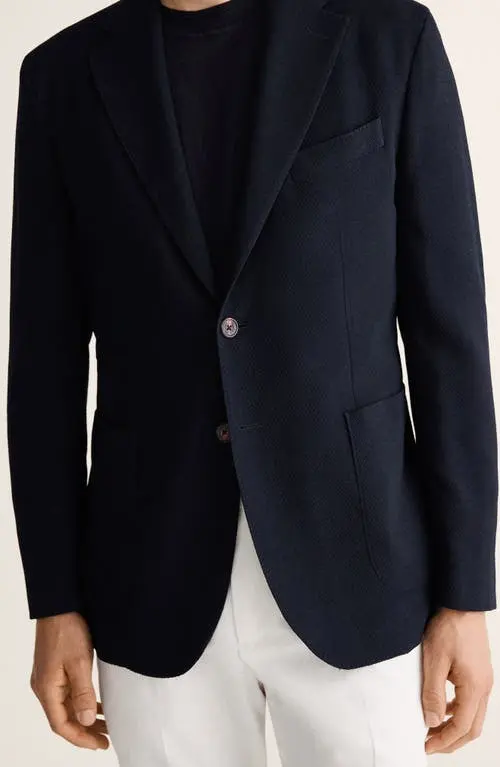 Mango Slim Fit Plaid Wool Blend Blazer