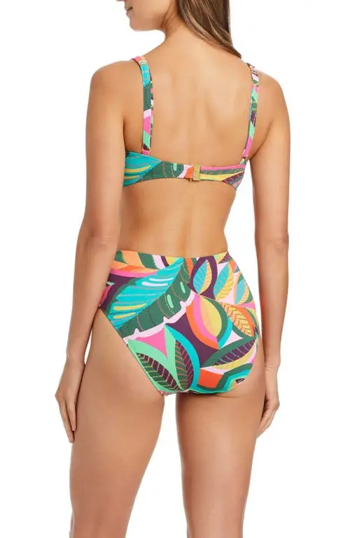BLEU BY ROD BEATTIE Tropical Print High Waist Bikini Bottoms