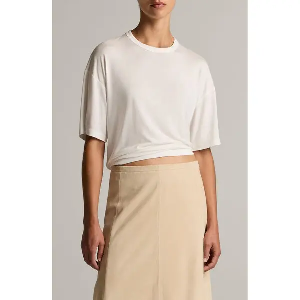 Vince Relaxed Crewneck Modal And Silk Blend T-shirt - Ivory