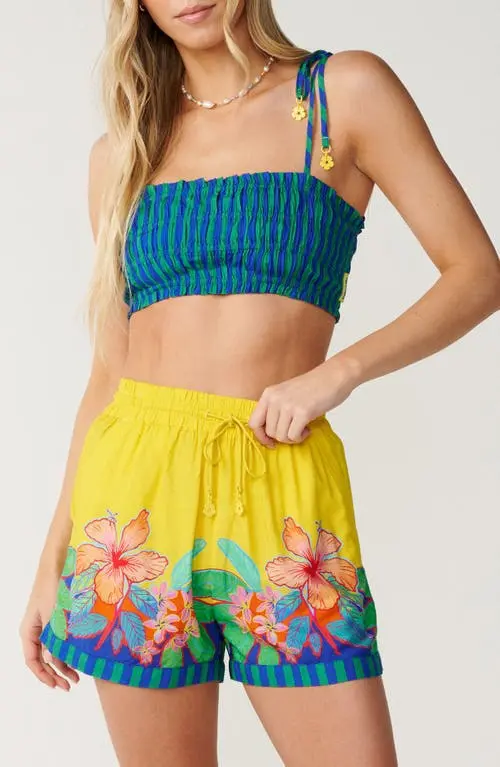 Rip Curl Bliss Frill Stripe Tie Strap Crop Tank - Blue