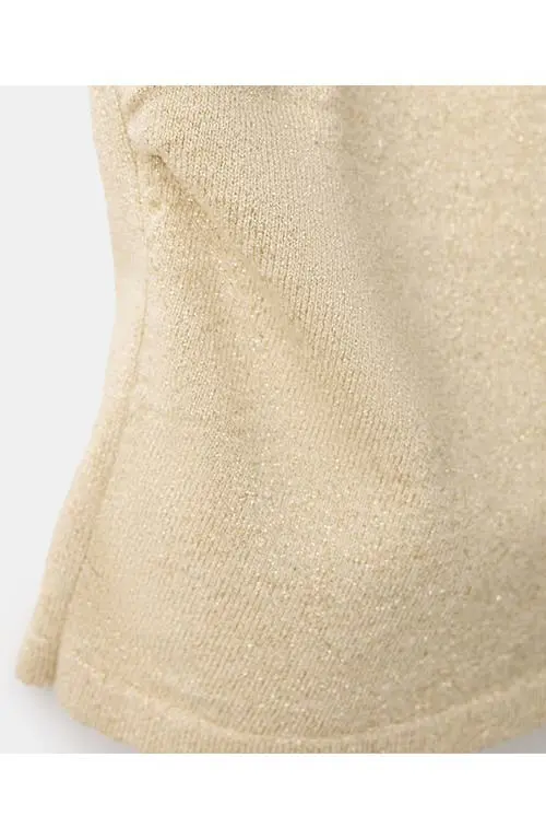 Mango Metallic Cross Neck Fine Knit Top