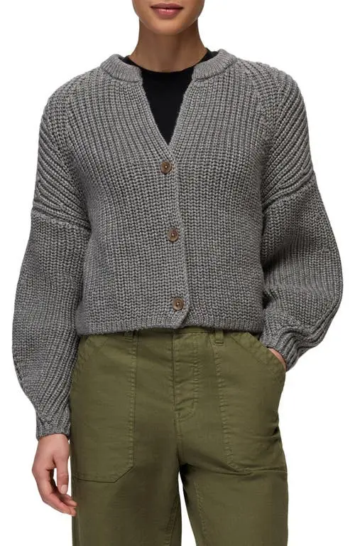 Prana Sunday River Cropped Cardigan - Heather Grey