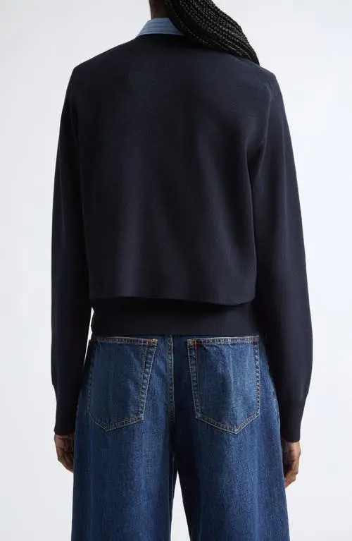 Sacai Layered Poplin And Knit Cardigan