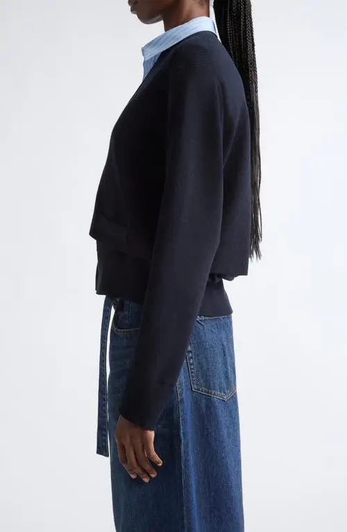 Sacai Layered Poplin And Knit Cardigan