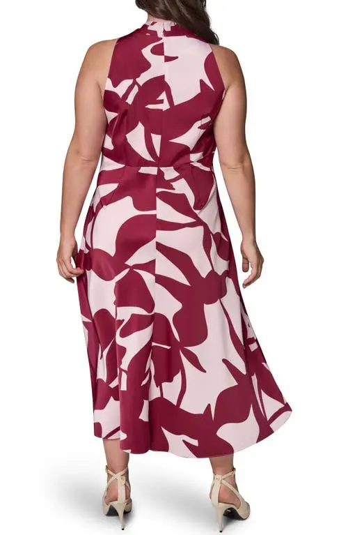 Donna Karan New York Print Twist Front Halter Midi Dress