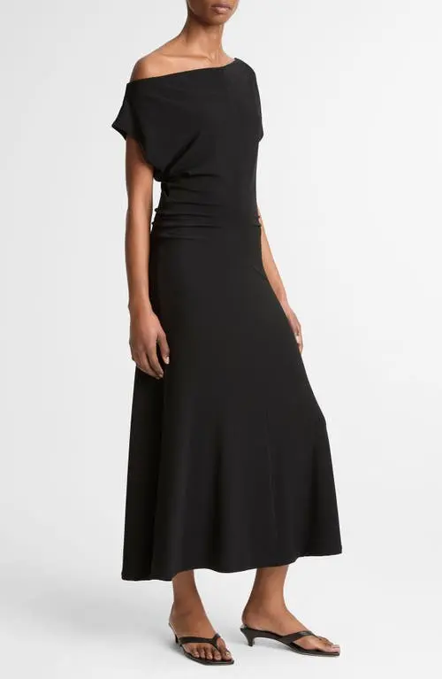 Vince Ruched One-shoulder Midi Dress