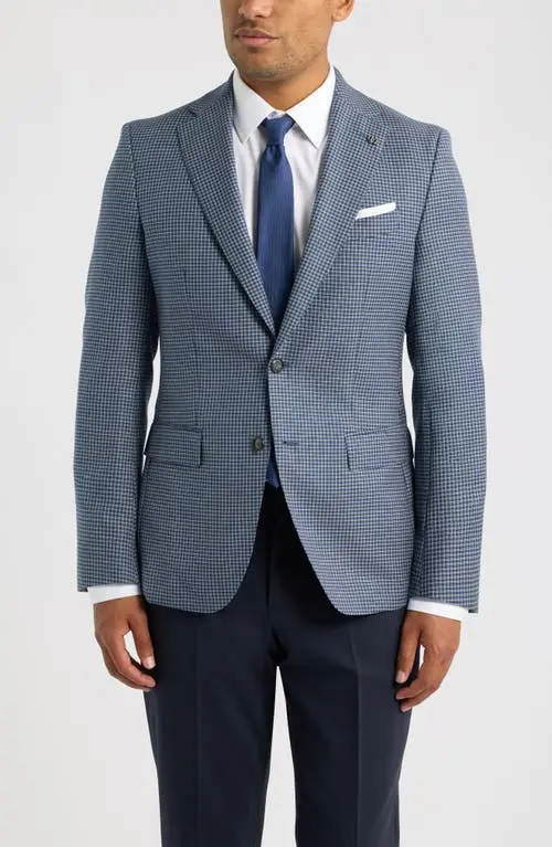 BOSS Hutson Slim Fit Microcheck Virgin Wool Sport Coat - Dark Blue