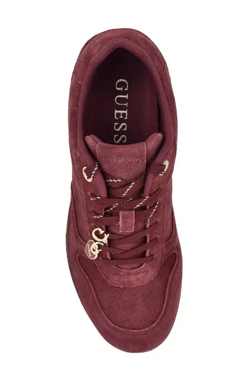 Guess Besar Suede Lace-up Sneakers - Dark Red