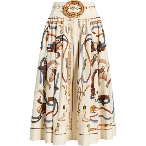 Farm Rio Equestrain Ring Belt Skirt - White