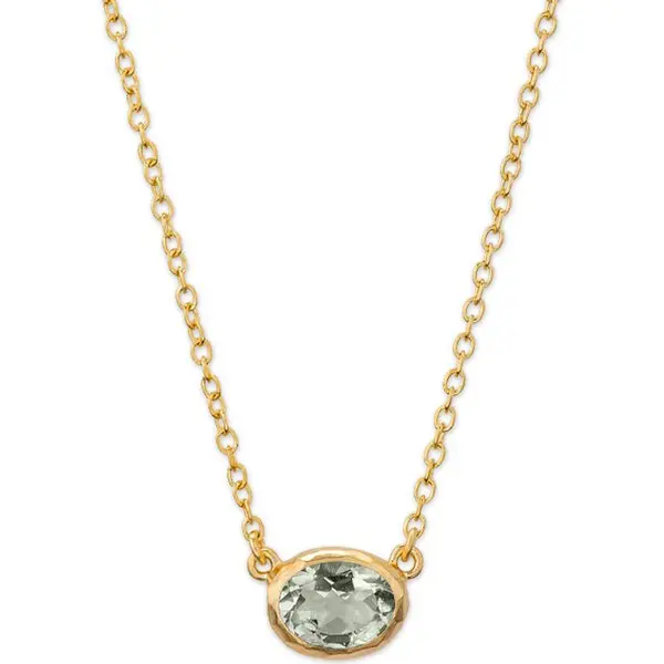 ELOISE JEWELRY Ellipse Necklace . Handmade - Light Green Prasiolite