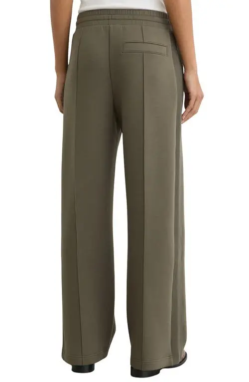 REISS Bella Wide Leg Rib Trim Pants