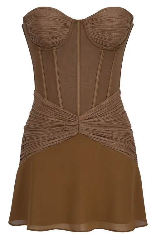 House Of Cb Charlotte Ruched Foil Chiffon Minidress