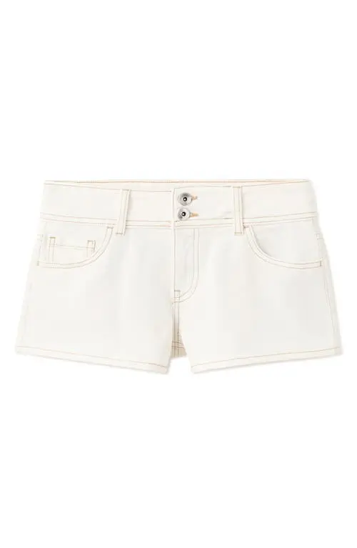 Mango Low Waist Denim Mini Shorts - Off White