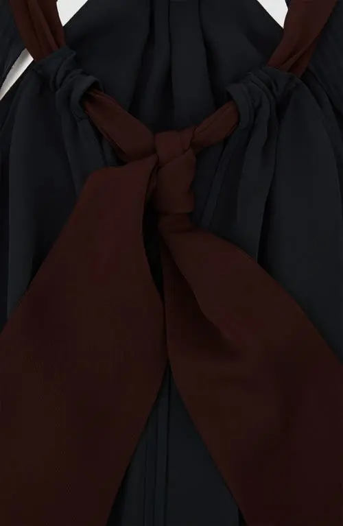 REISS Estella Tie Neck Long Sleeve Maxi Dress