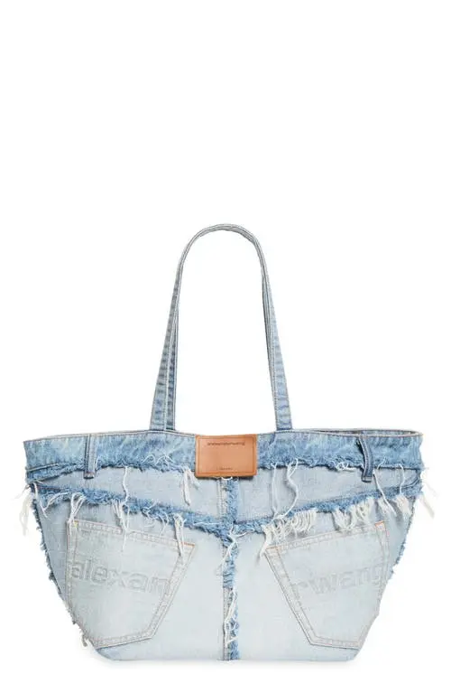 Alexander Wang Punch Denim Fray Tote - Bleach Blue