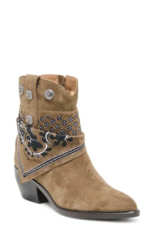 Dolce Vita Mekala Embroidered Bootie - Olive Suede