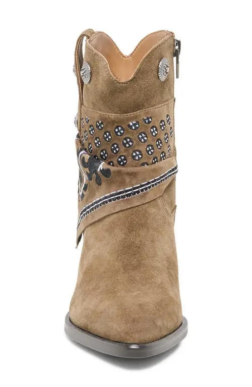 Dolce Vita Mekala Embroidered Bootie - Olive Suede