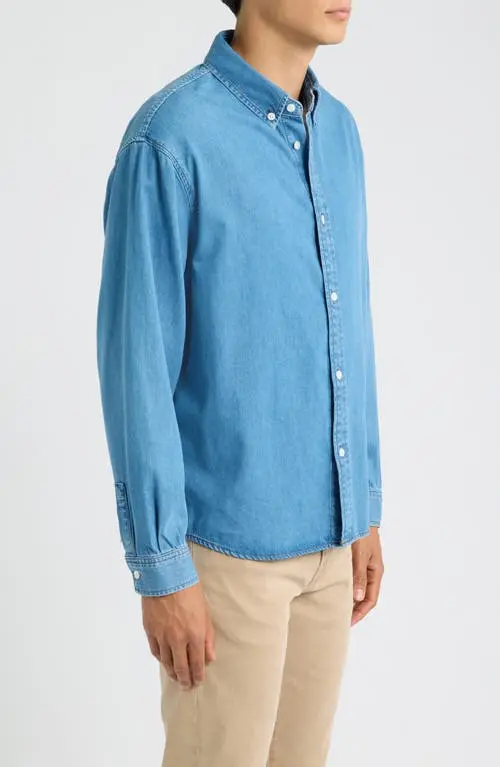 FRAME Solid Cotton Blend Denim Button-down Shirt