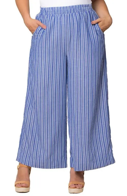 KIYONNA Eva Wide Leg Palazzo Pants - Blue Stripe