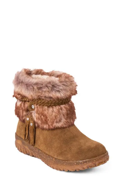 Minnetonka Everett 2 Faux Fur Trimmed Ankle Boots - Dusty Brown