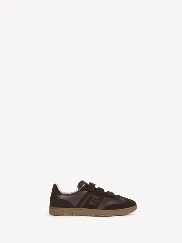 Balmain Swan Smooth Leather And Suede Velcro Trainers