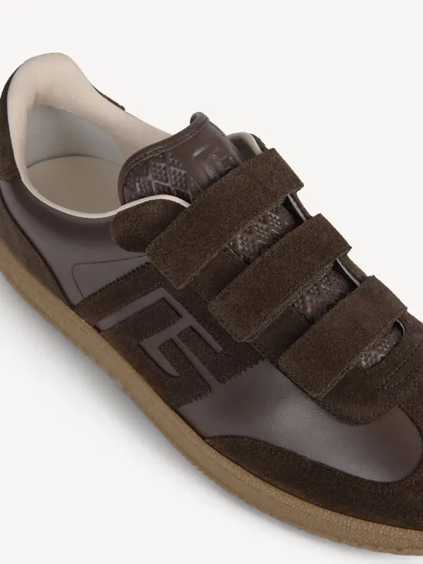 Balmain Swan Smooth Leather And Suede Velcro Trainers