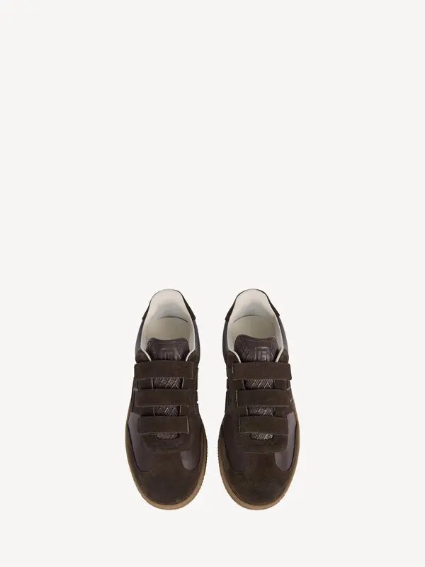 Balmain Swan Smooth Leather And Suede Velcro Trainers