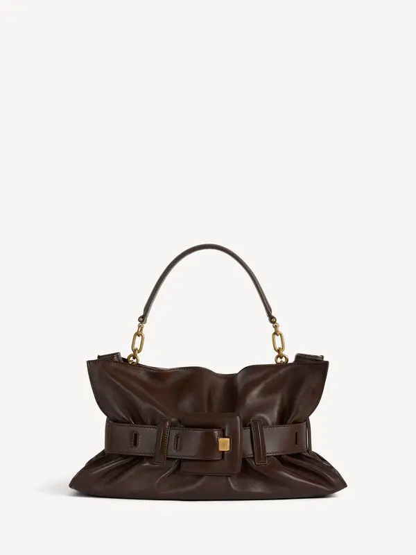 Balmain Anthem Medium Smooth Leather Bag With Belt Detail