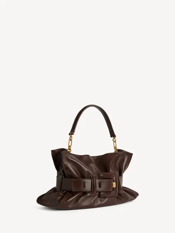 Balmain Anthem Medium Smooth Leather Bag With Belt Detail