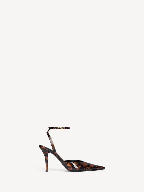 Balmain Printed Patent Leather Strappy Pumps