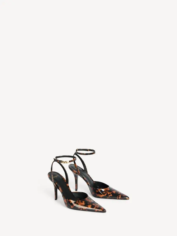 Balmain Printed Patent Leather Strappy Pumps