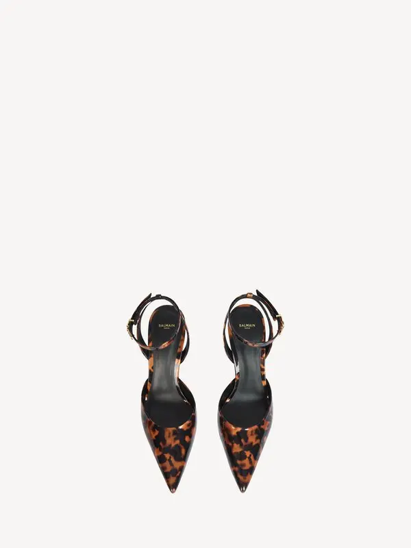 Balmain Printed Patent Leather Strappy Pumps