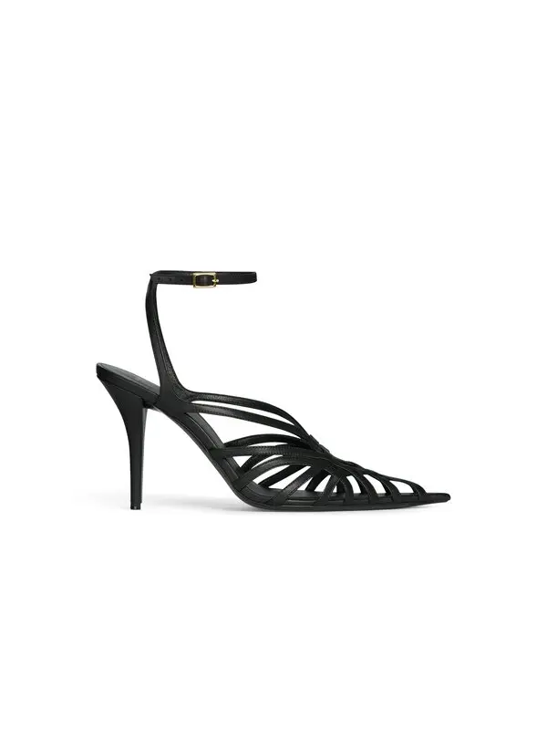 Balmain Smooth Leather Cage Sandals