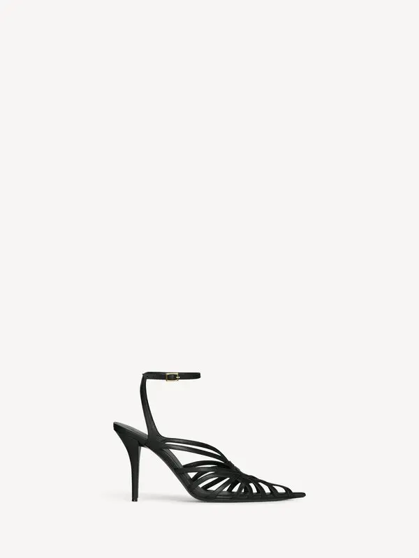 Balmain Smooth Leather Cage Stiletto Sandals