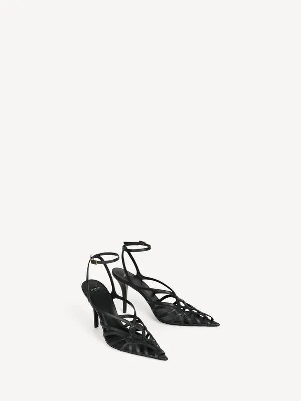 Balmain Smooth Leather Cage Stiletto Sandals