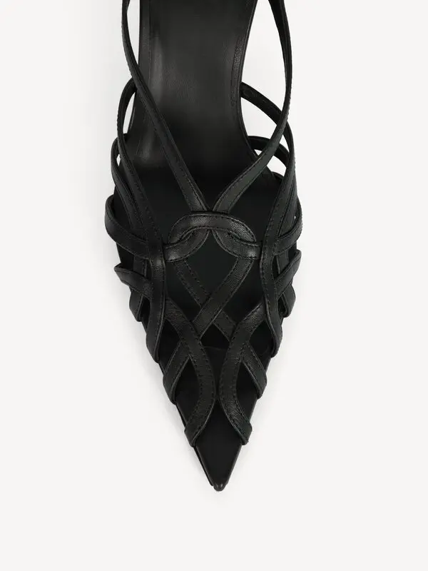 Balmain Smooth Leather Cage Stiletto Sandals