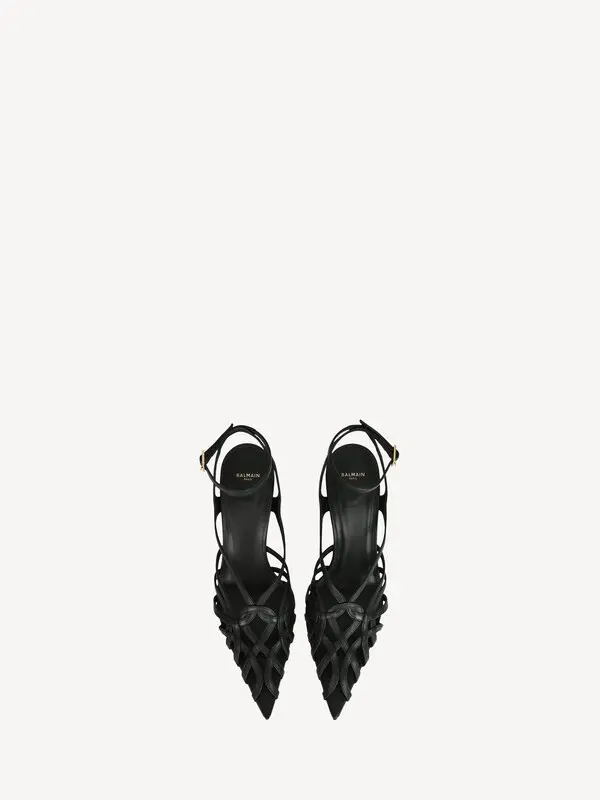 Balmain Smooth Leather Cage Stiletto Sandals