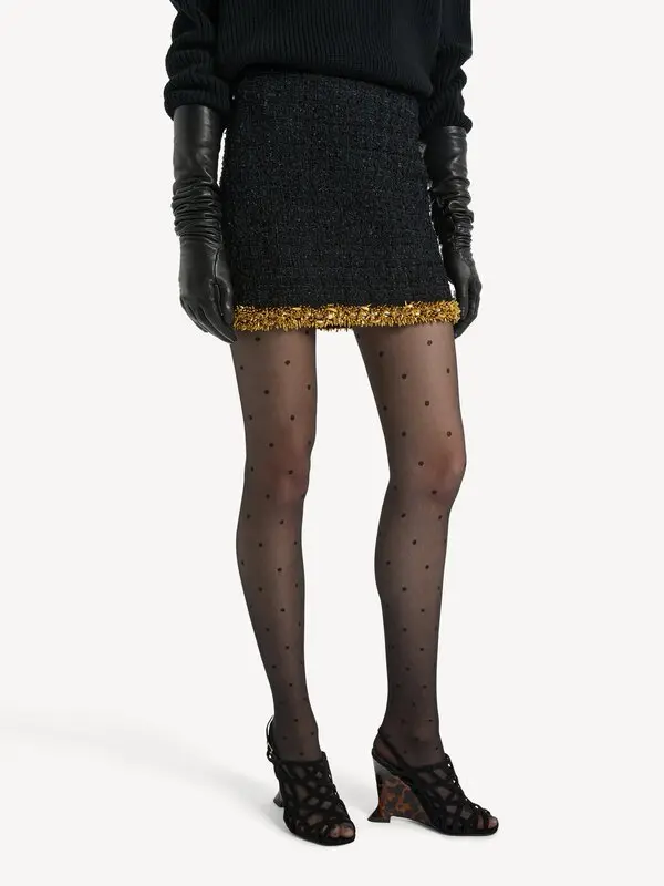 Balmain Embroidered Trim Tweed Mini Skirt