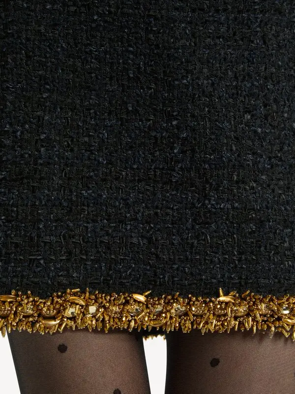 Balmain Embroidered Trim Tweed Mini Skirt