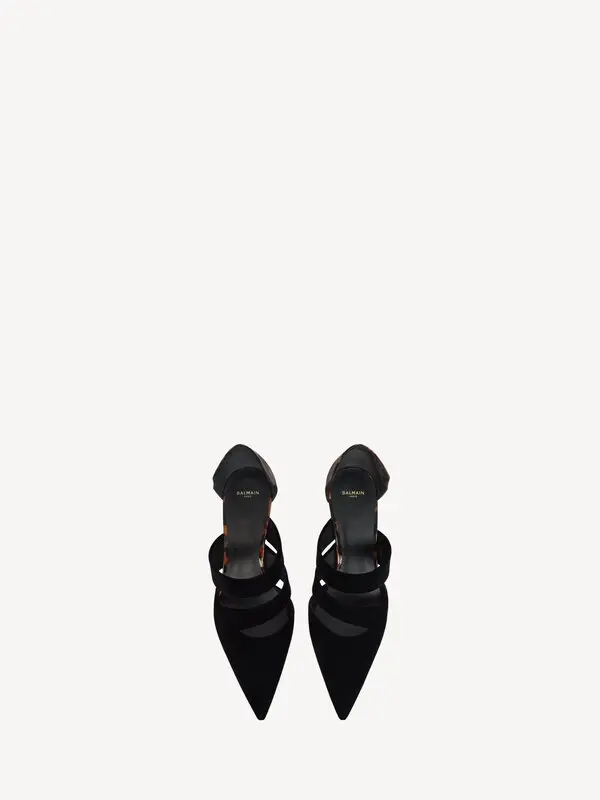 Balmain Velvet And Printed Patent Leather Pumps