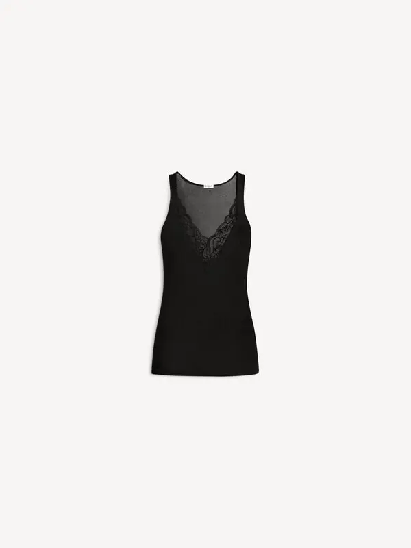 Balmain Knit Vest Top With Lace Trim