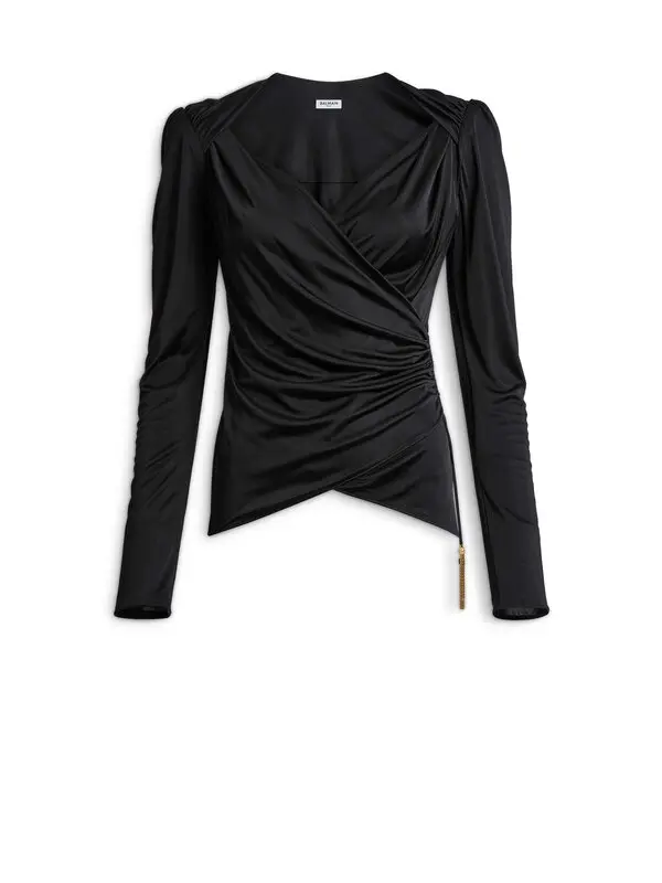 Balmain Draped Flowing Jersey Top