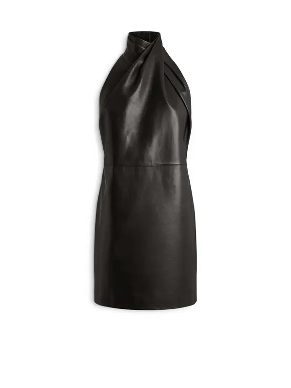 Balmain Lambskin Open-back Dress - Black