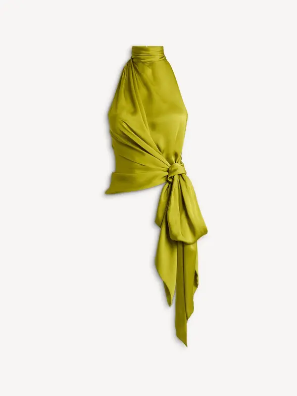 Balmain Open-back Silk Chiffon Top - Green