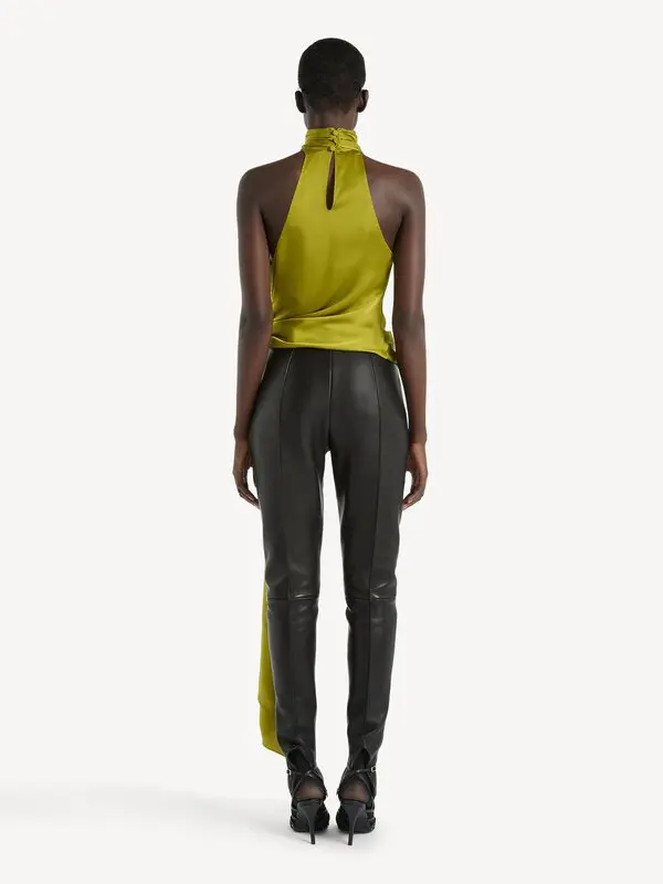 Balmain Open-back Silk Chiffon Top - Green